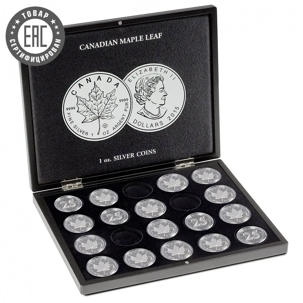 Коробка HMK20KMAPLE для монет "Кленовый лист" в капсулах. Leuchtturm, #348034