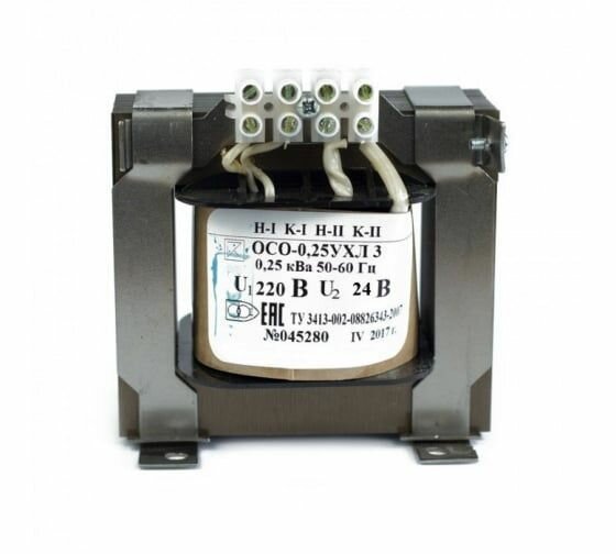 Трансформатор понижающий TDM ELECTRIC ОСО-0.25, однофазный, 250 кВт, 24 В