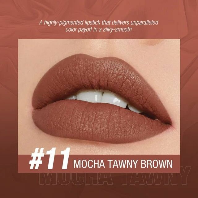 Тинт для губ O.TWO.O матовый водостойкий тон 11 Mocha Tawny Brown Мокко-Песочно-Коричневый