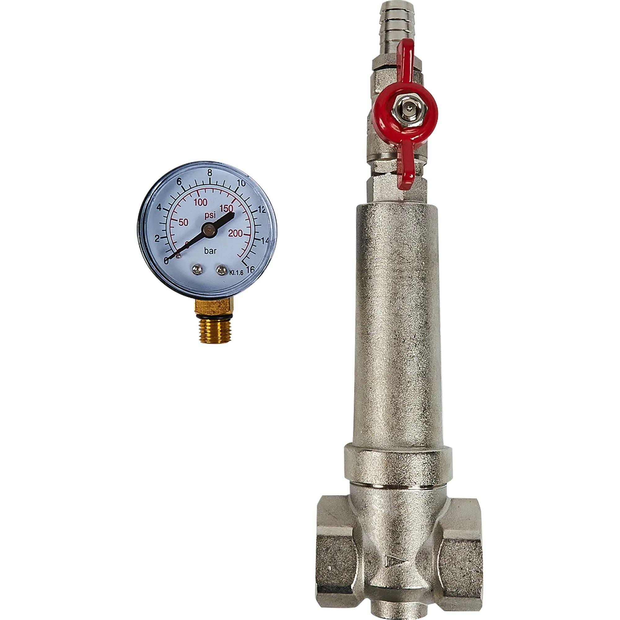 Фильтр механической очистки Vaxt 1 для ХВС и ГВС 100 мкм с манометром