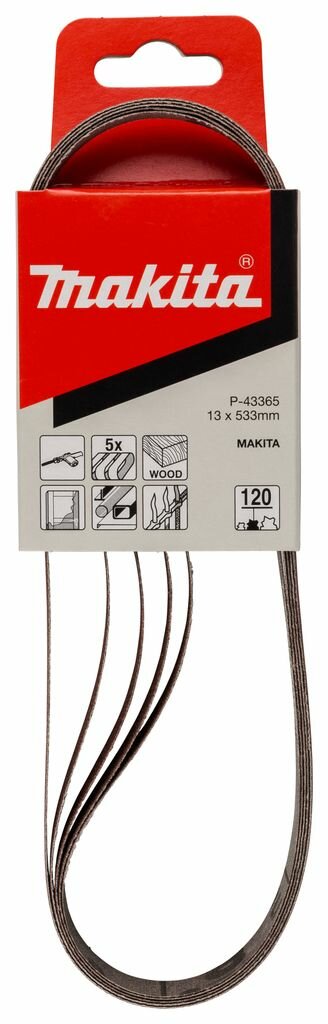 Лента шлифовальная 13х533 мм, P120, 5 шт. Makita P-43365