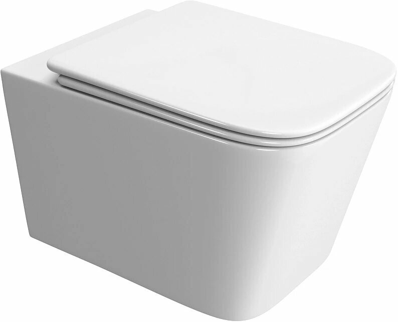 Унитаз подвесной BelBagno Due BB5171CH-TOR/SC безободковый, торнадо, с сиденьем микролифт, белый
