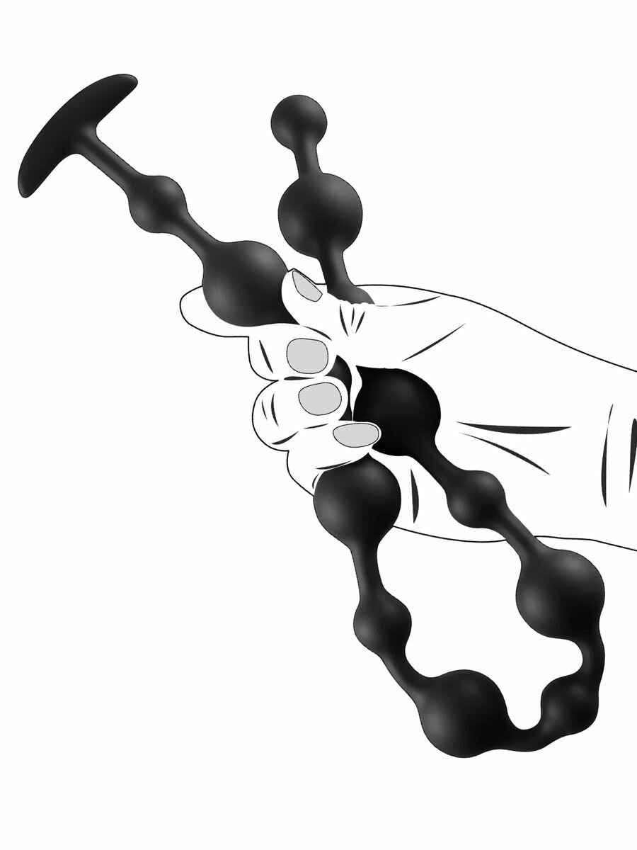 Большая анальная цепочка "BIG LONG BLACK ANAL SILICONE BEADS" 55см