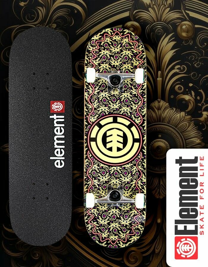 Скейтборд в Сборе Element размер 8.25 дюймов (20 черный золотой)