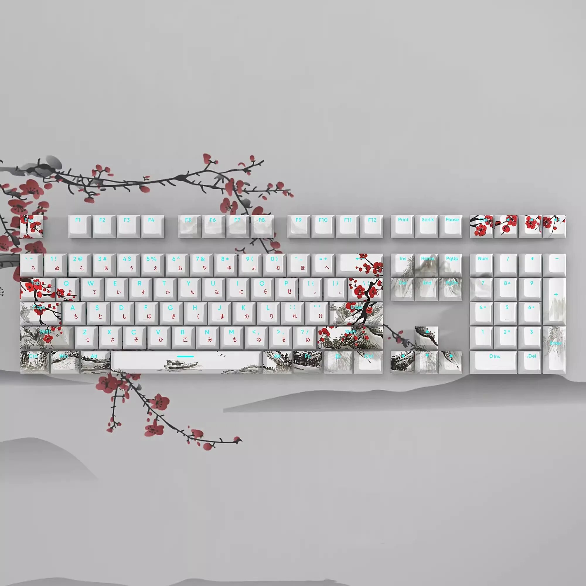 Kelowna Double Shot PBT Keycaps 135 Keys Plum Blossom для MX Switch Top Print 108 Key JP