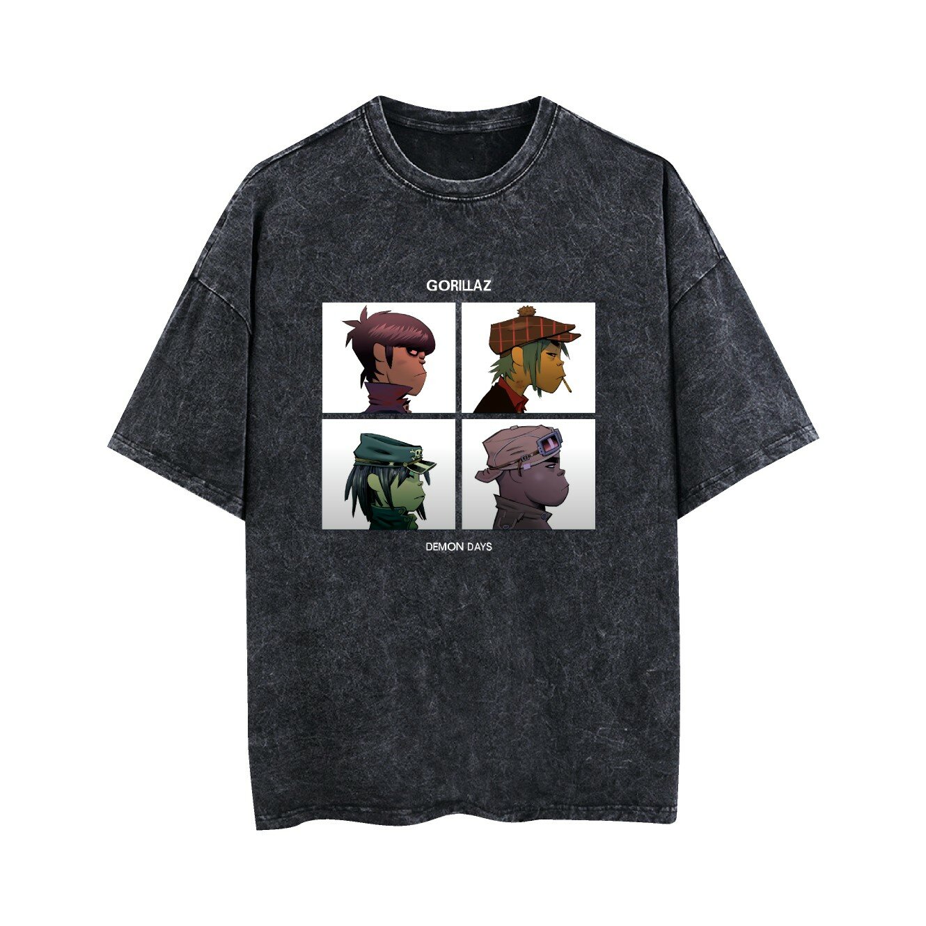 Ретро футболка Gorillaz Demon Days Черный ретро-костюм с коротким рукавом