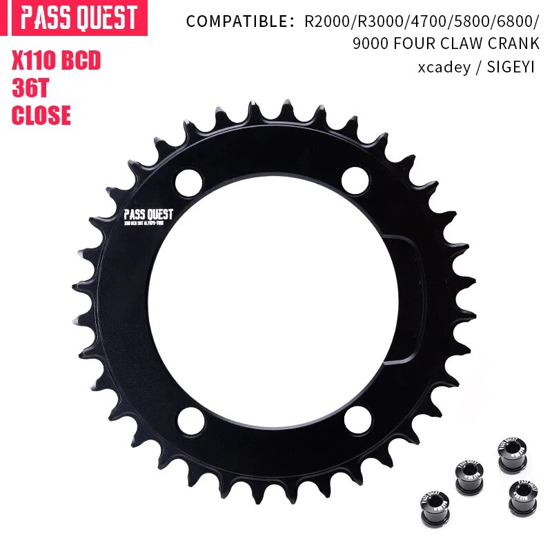 PASS QUEST X110 BCD (4-bolt AERO) черная узкая широкая звезда Black 36T