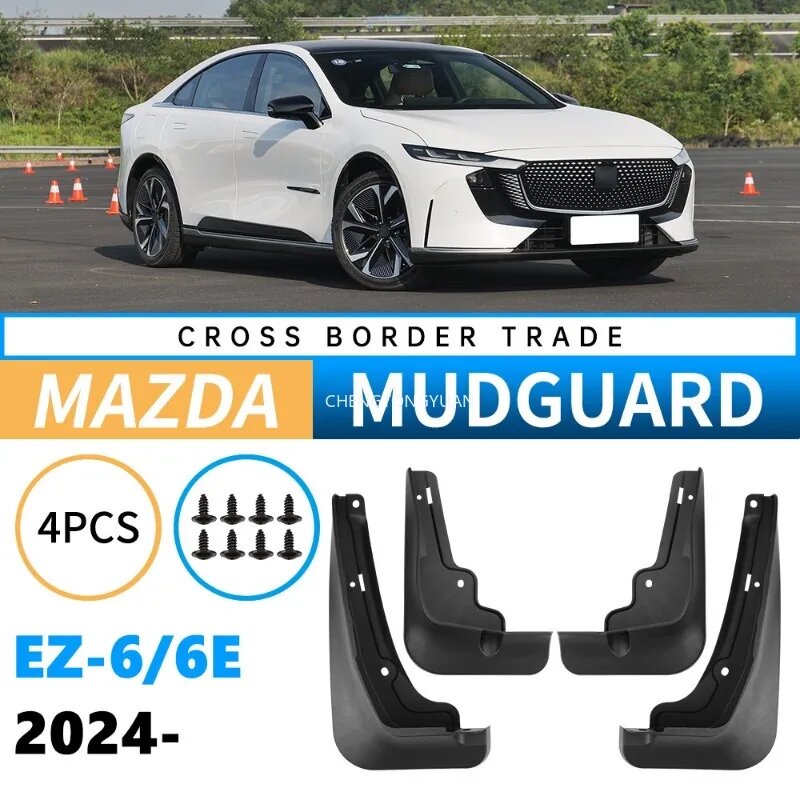 Крылья DPB для Mazda EZ-6 6E 2024, крылья из АБС-пластика, черные автомобильные аксессуары, 4 шт, передние и задние колеса для защиты блока, брызговик