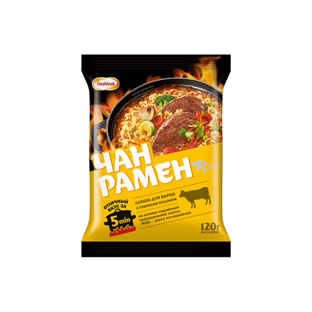 Лапша быстрого приготовления Чан Рамен с говяжьим бульоном 120 г, Россия