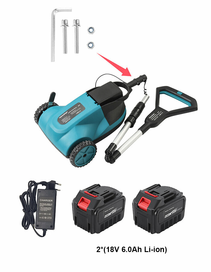 9-дюймовая мини-бесщеточная беспроводная газонокосилка толкающего типа, 3 скоростных режима, 2х6.0 Ач Li-Ion