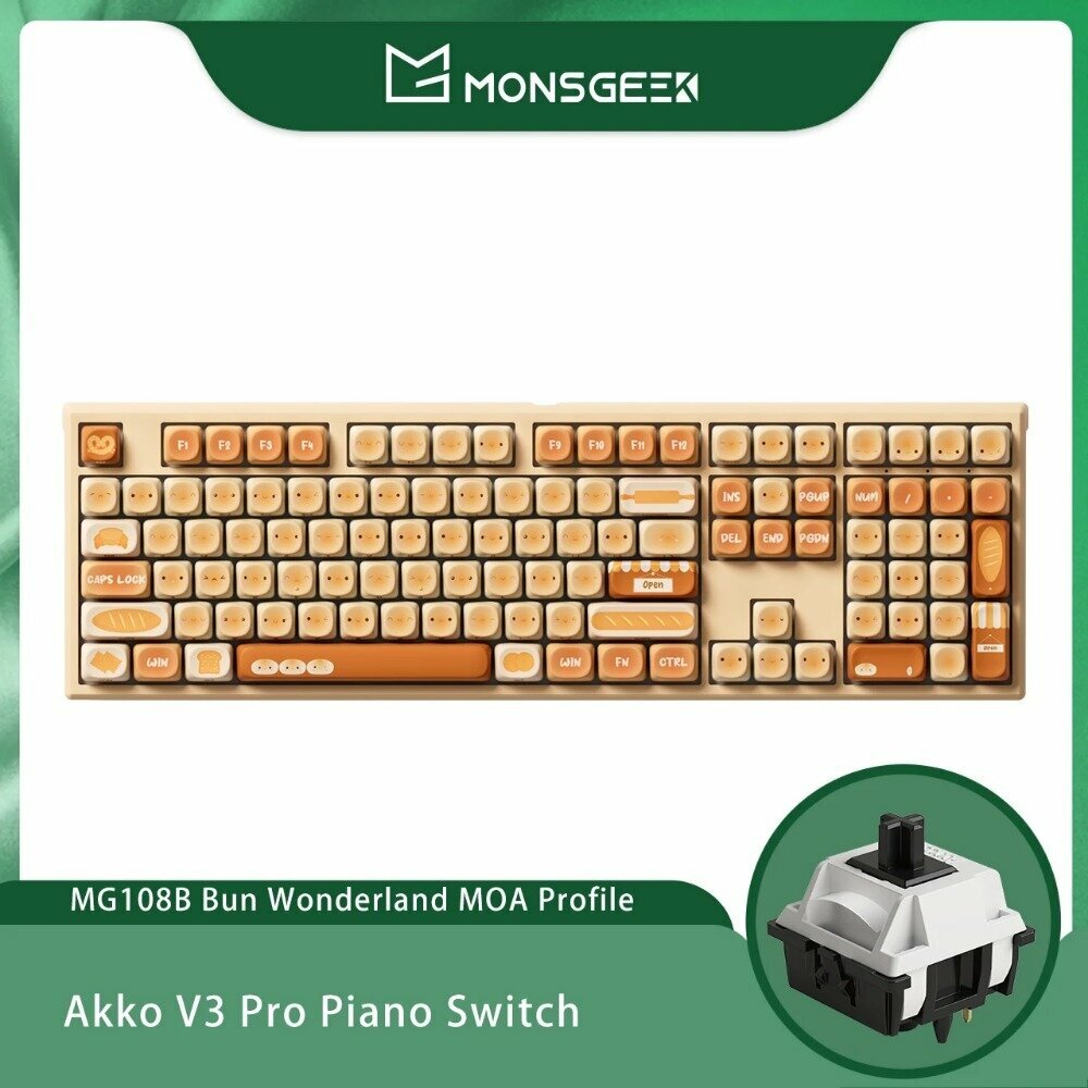 Akko MG108B Bun Wonderland Беспроводная Механическая Клавиатура RGB С 108 Клавишами Горячей Замены USB / 2.4G/ BT 5.0