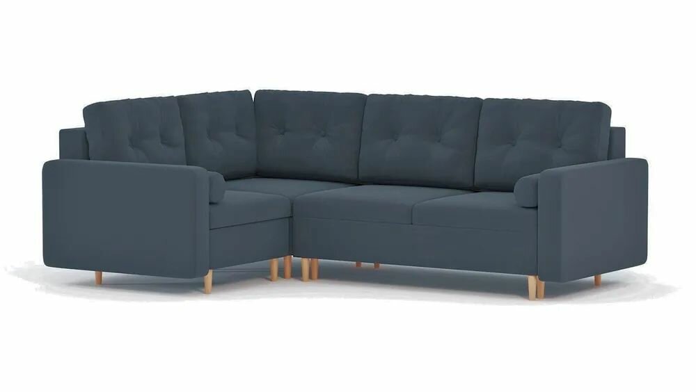 Угловой модульный диван Белфаст пантограф, велюр Мазерати Дарк Блю 23