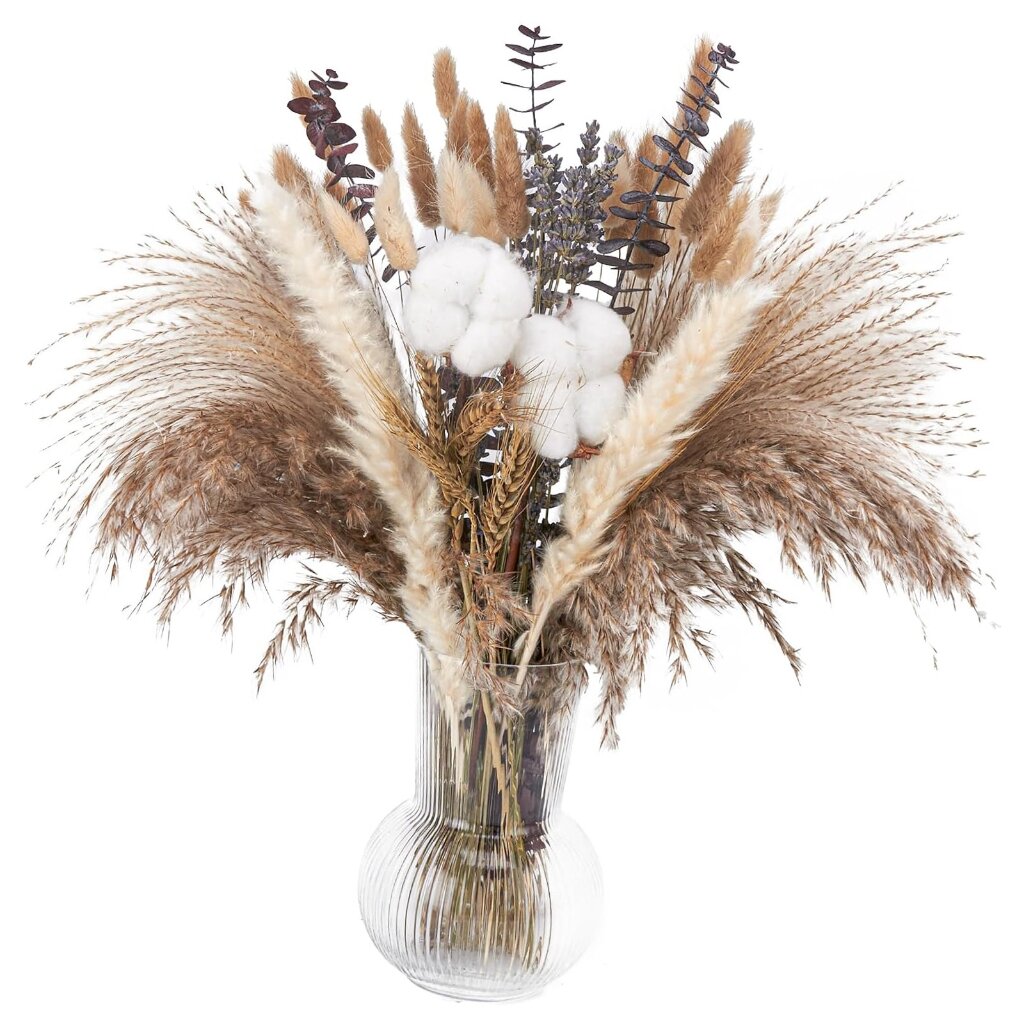 Сушеный Цветочный Пучок с Пампасной Травой и Стеблями Лаванды Украшение для дома