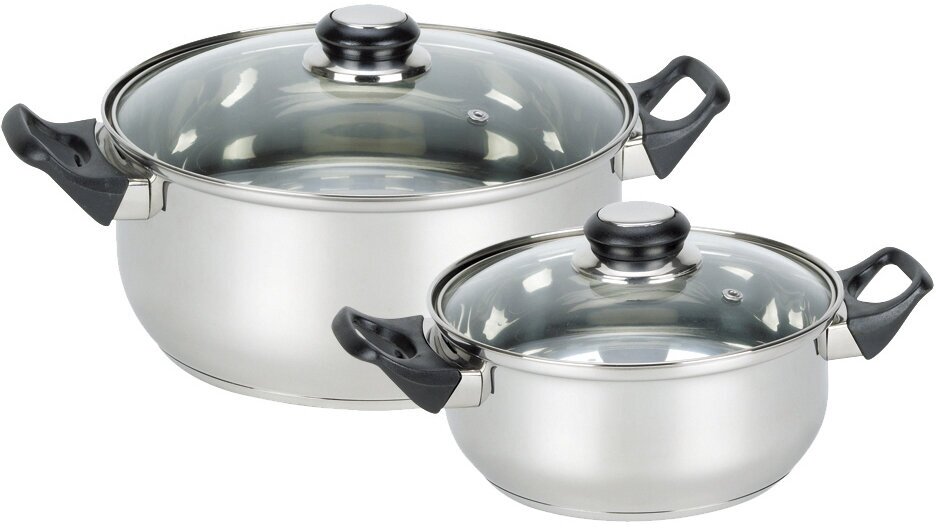 Набор кастрюль Mallony Baks-set-4 (2, 2,8 л), стеклянные крышки, нержавеющая сталь