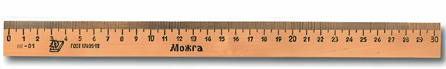 Линейка деревянная 30 см, C07 (25 шт)