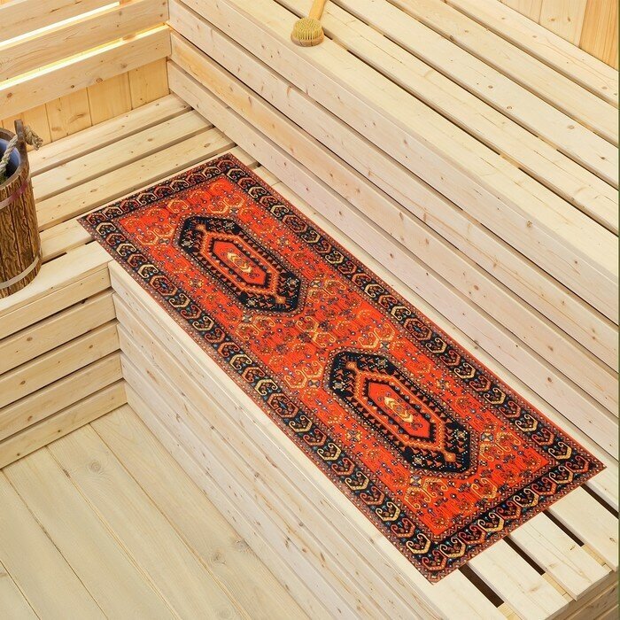 Коврик - лежак для бани и сауны с принтом «Ретро 2», 150×50 см, полиэфир