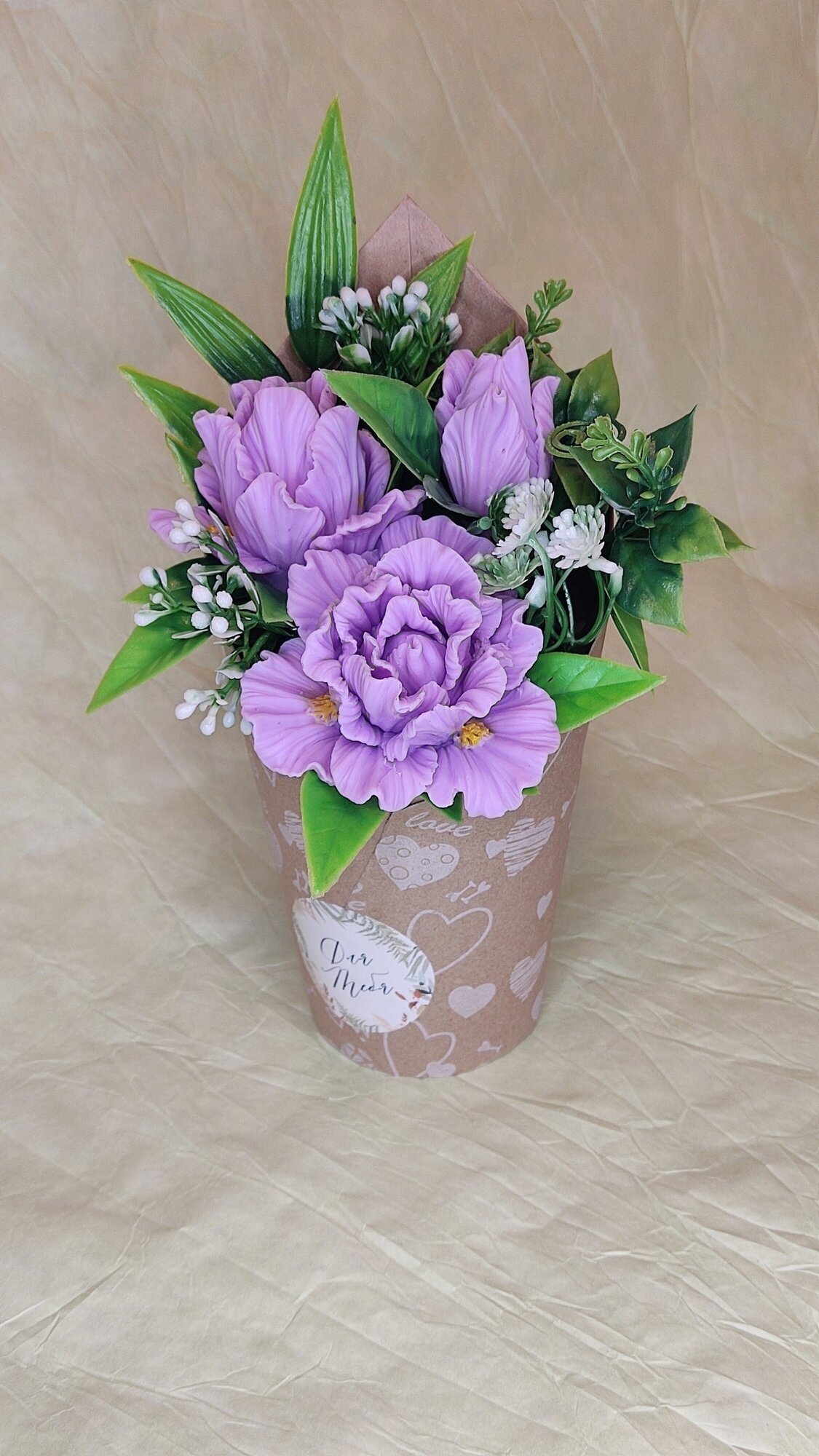 Букет из мыла ручной работы "Ирисы" /подарок женщине, девушке / подарок на день рождения