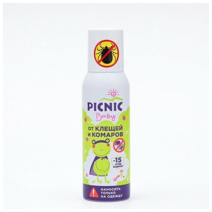 Аэрозоль Репеллент Picnic Baby, от клещей и комаров, флакон, 125 мл