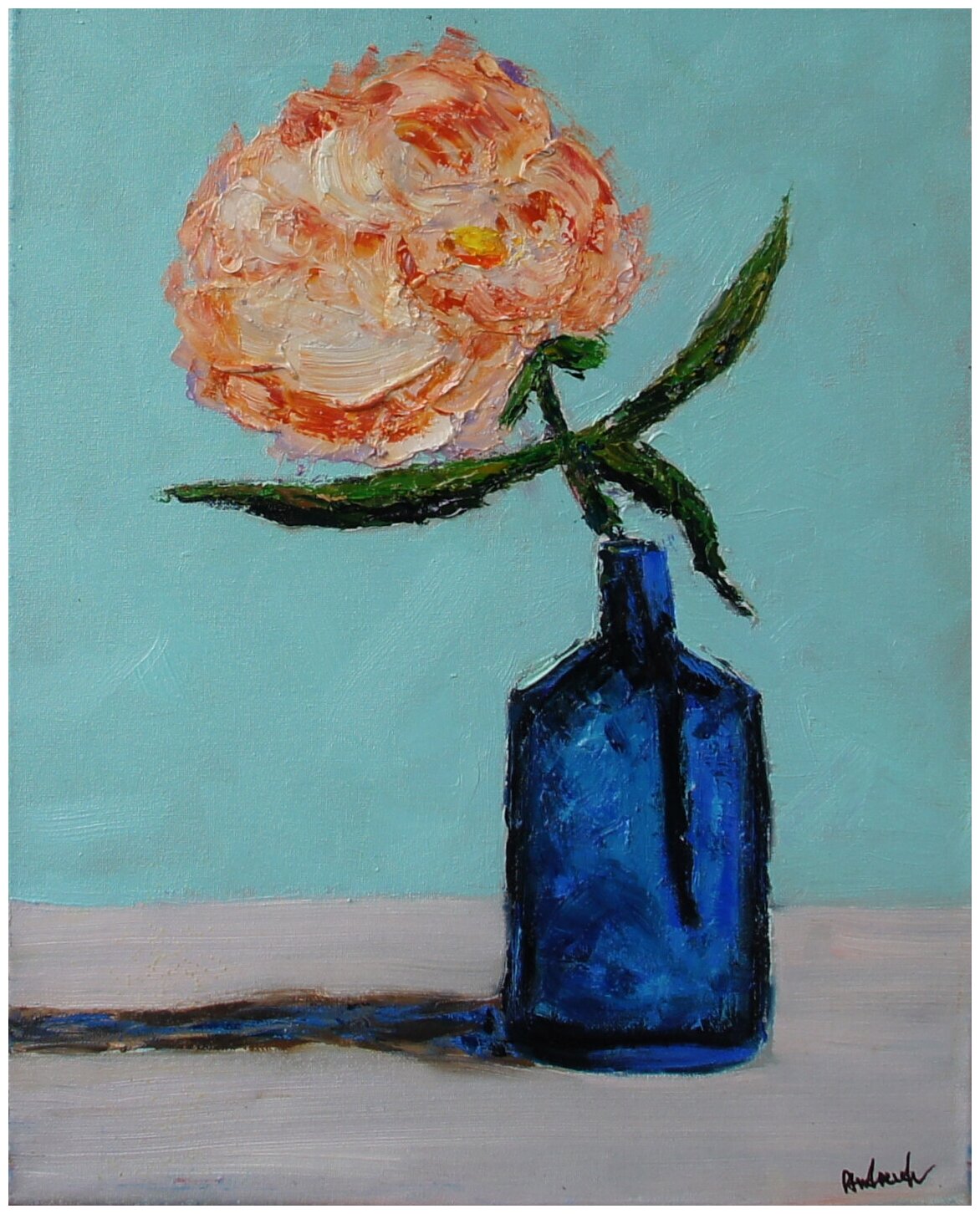 Картина маслом "Пион в бутылке" современный художник С. Петербург