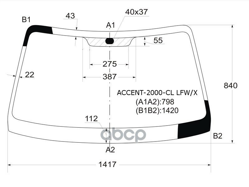 Стекло лобовое (Сборка Россия) Hyundai Accent 99-12 / Verna 00-06 XYG арт. ACCENT-2000-CL LFW/X
