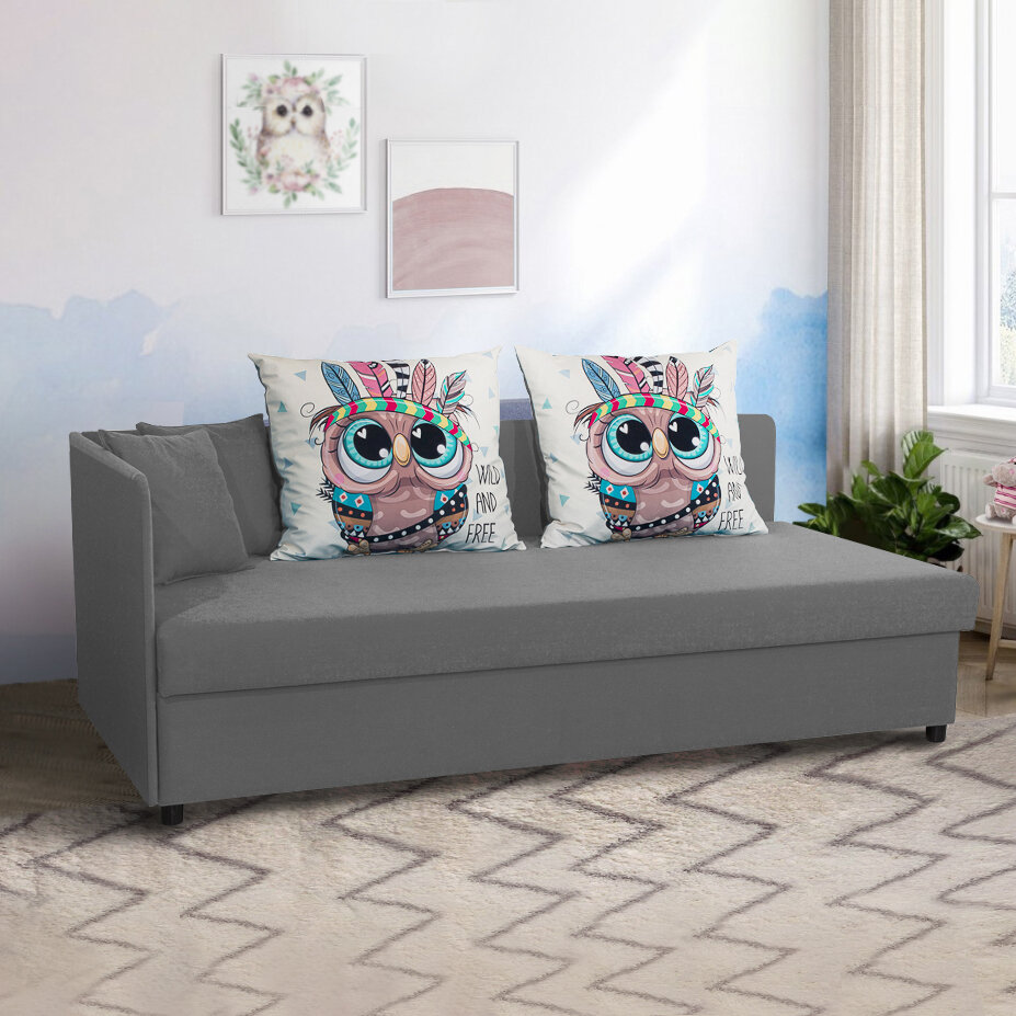 Диван-тахта Линия Стиля "Уют", ящик для хранения, велюр, серый