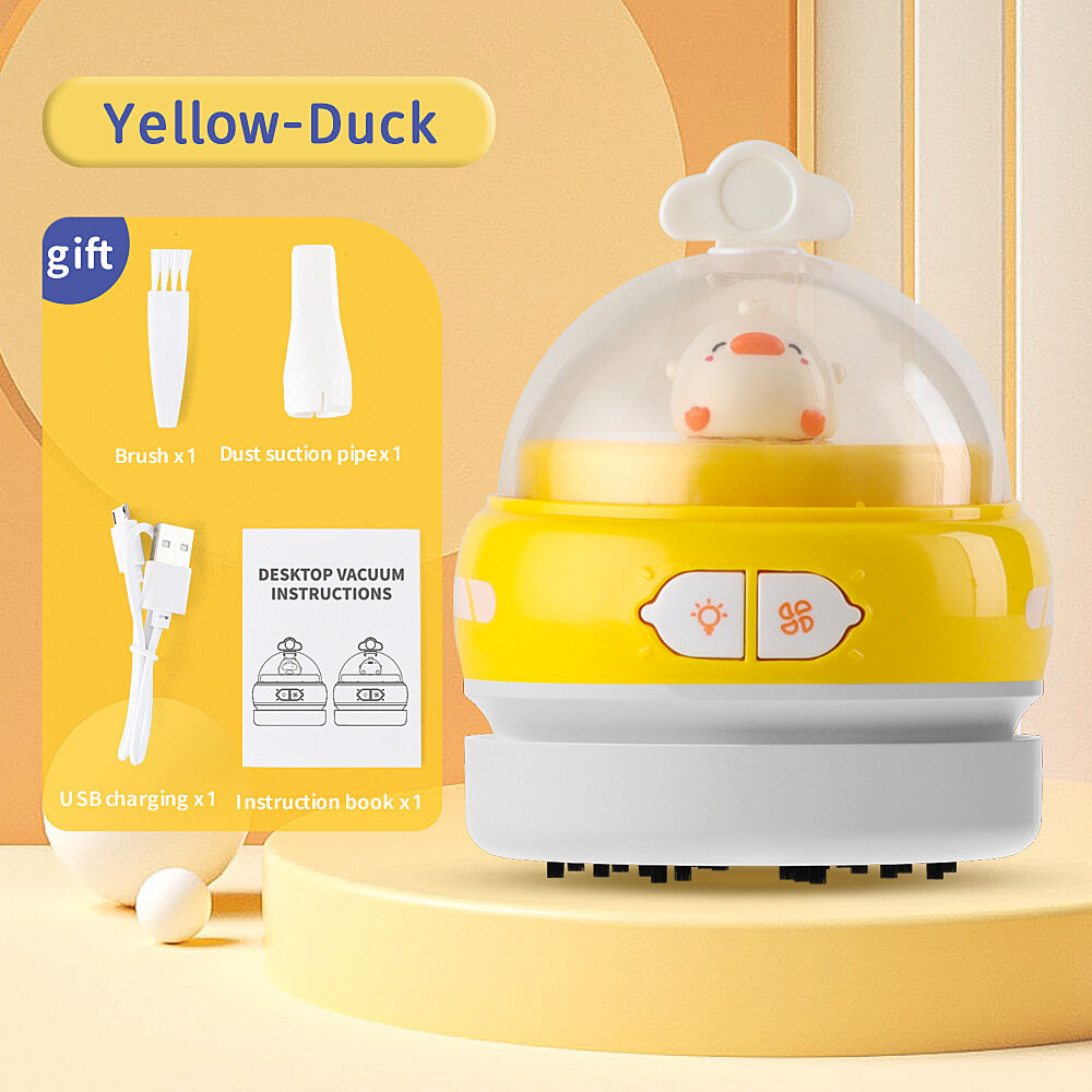 Настольный пылесос с USB-зарядкой, ночником и ручным управлением для удаления пыли и мелкодисперсных частиц.