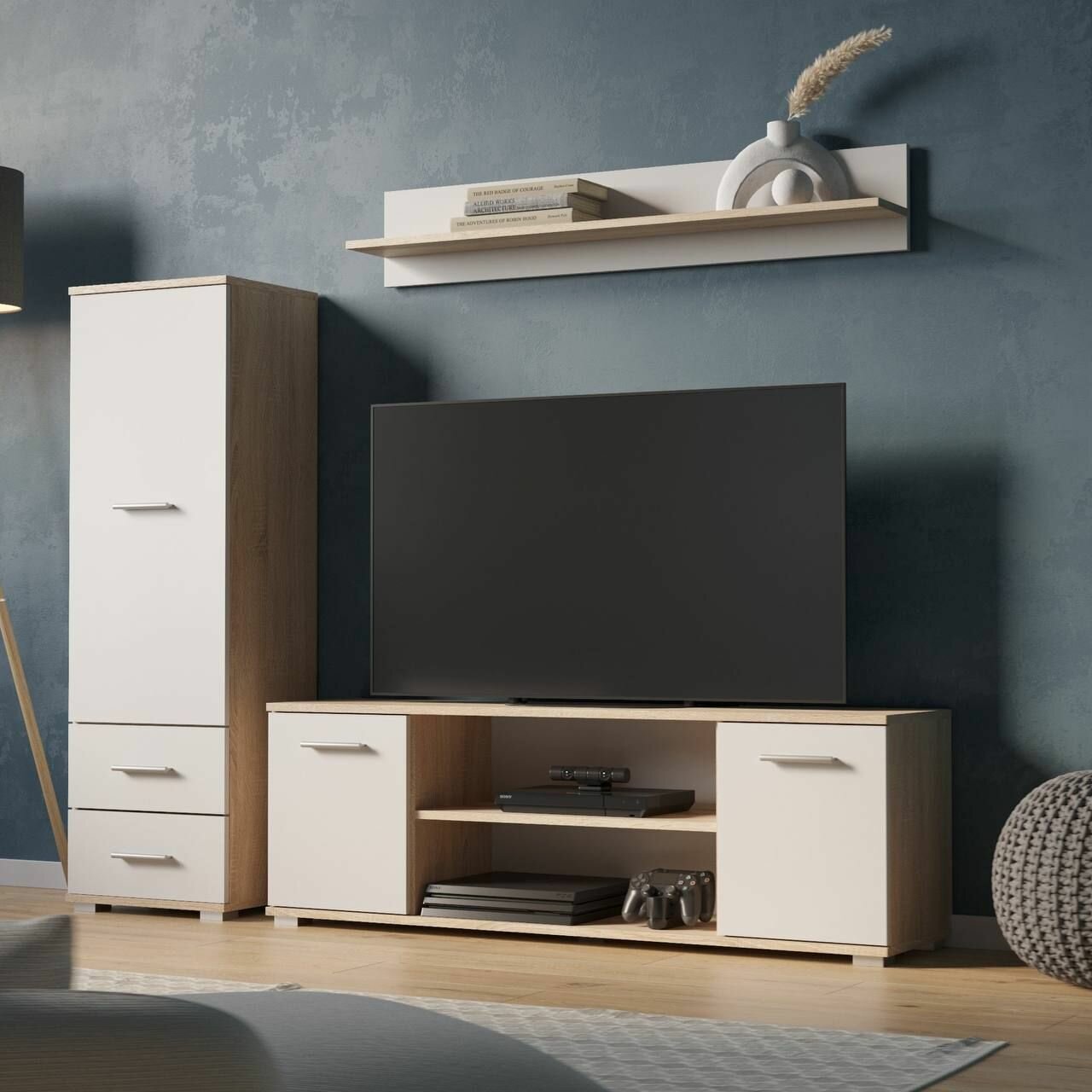 Полка подвесная LIKE Дуб Сонома Белая