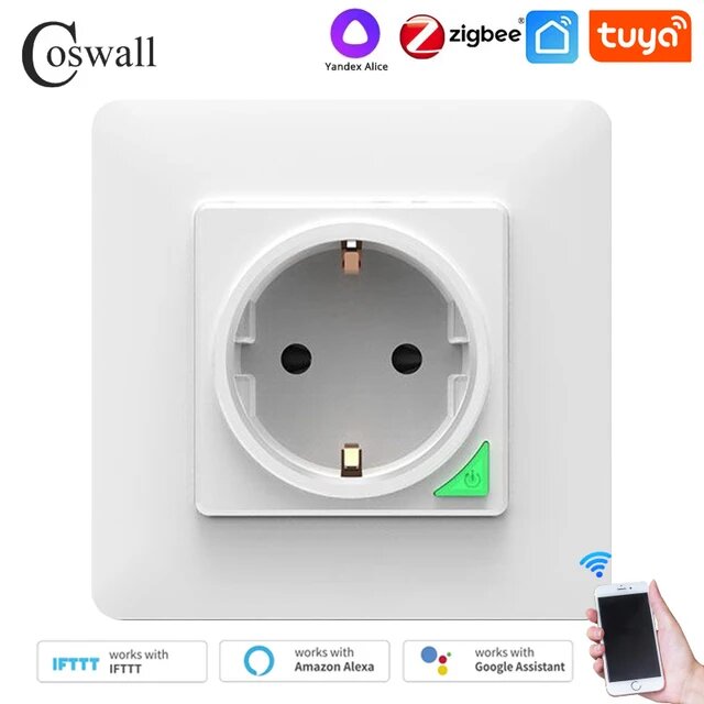 Coswall умная розетка Zigbee Single White