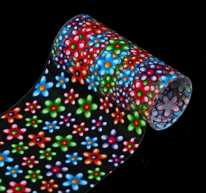 Переводная фольга для декора «Цветочки», 4 × 50 см, разноцветная