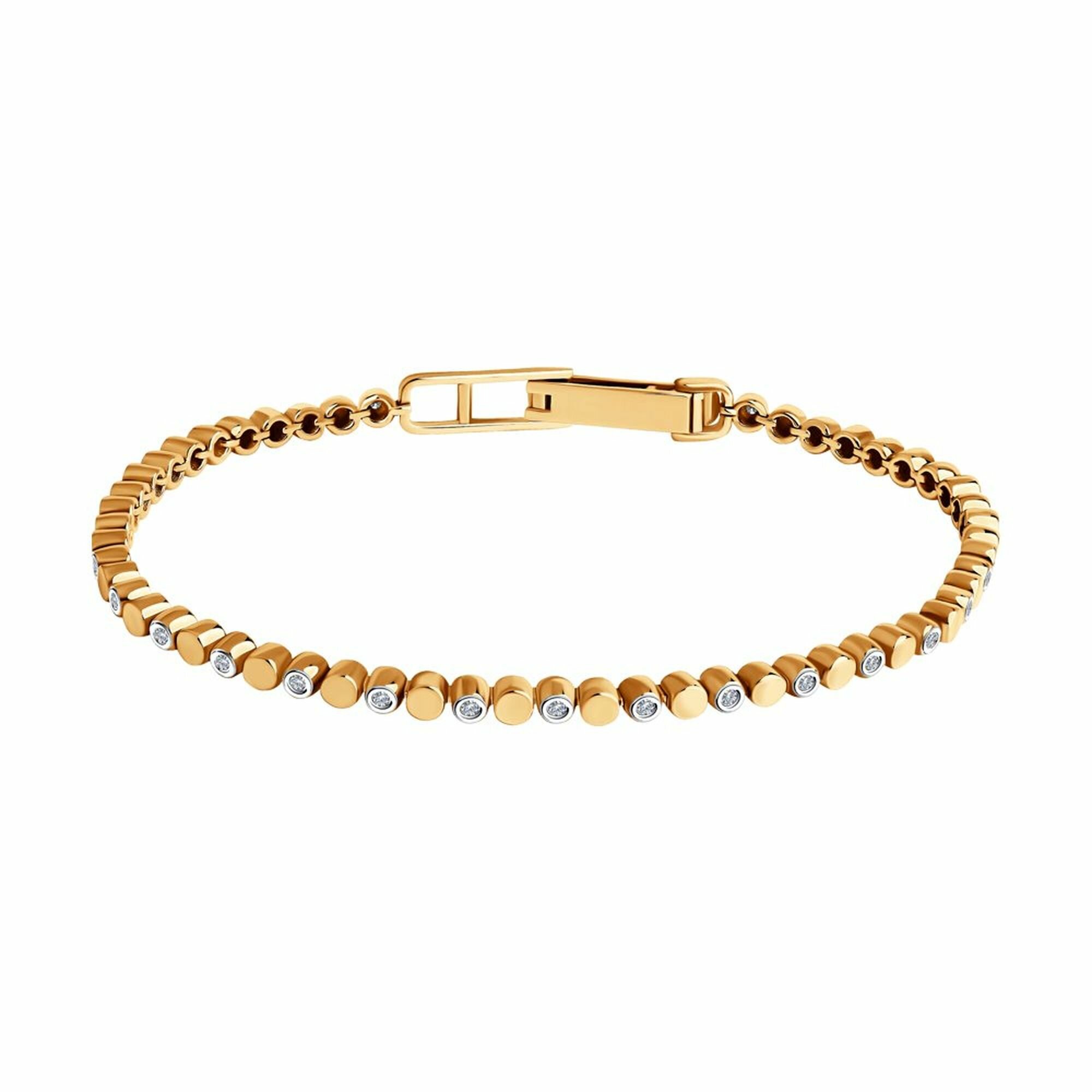 Браслет, красное золото, 585 проба, бриллиант