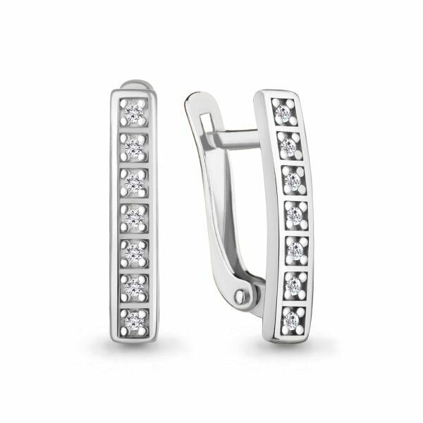 Серьги, серебро, 925 проба, родирование, фианит