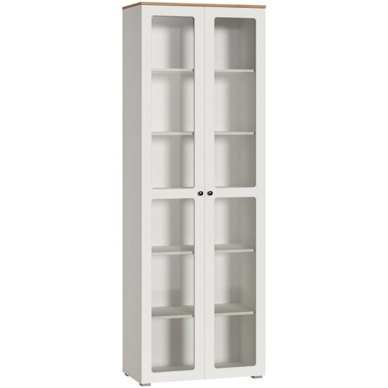 Шкаф-витрина Mobi Остин 16.394.02 Белый PE шагрень, Дуб Золотой CRAFT