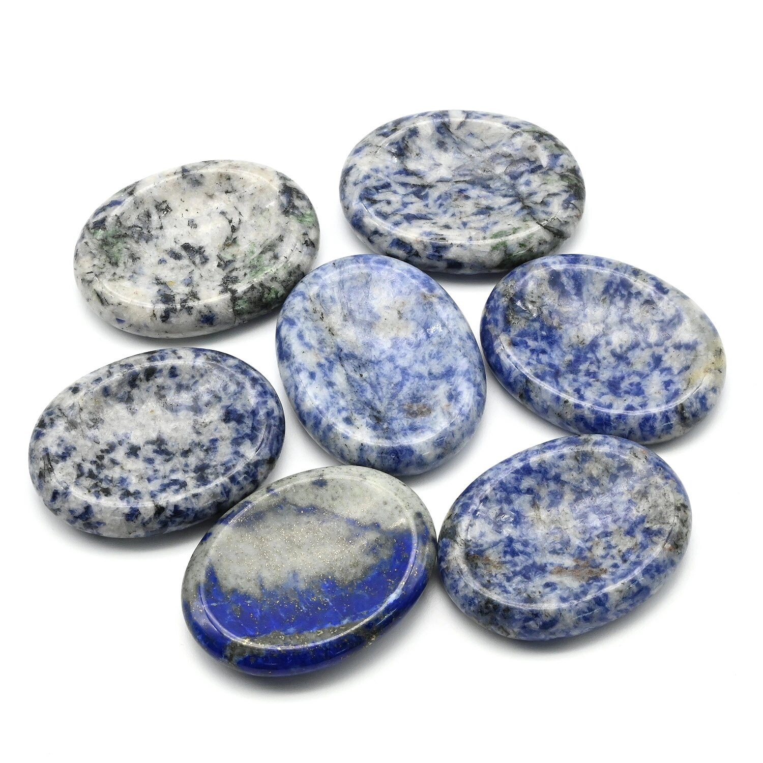 Галька из лазурита, овал "Тревожные камни" 45*35*7мм .