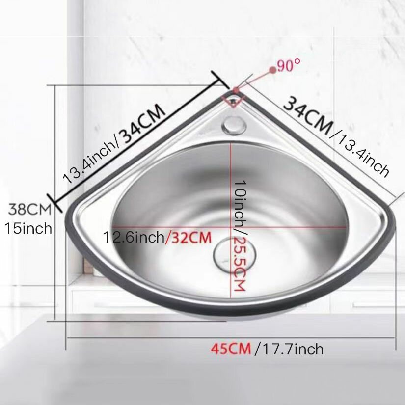 Угловой треугольный таз, материал из нержавеющей стали, раковина на столешнице для кухни, ванной комнаты, подходит для чистки и мытья овощей