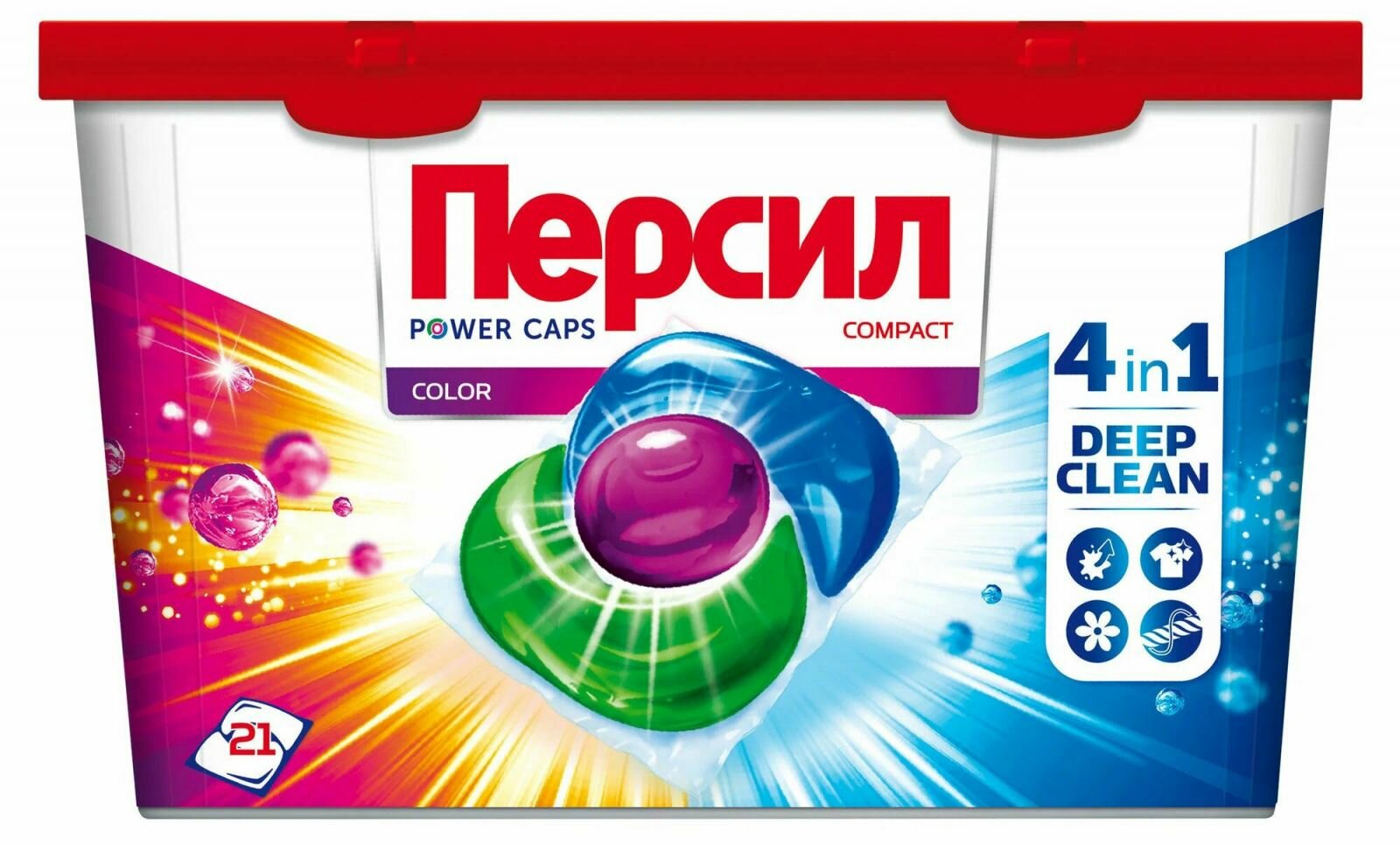 Капсулы для стирки Персил Power Caps Color 4 в 1, для цветного белья, 21 шт