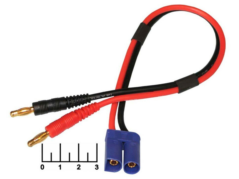Переходник питания 2pin EC5 штекер/клемма банан 2 штекера 25см