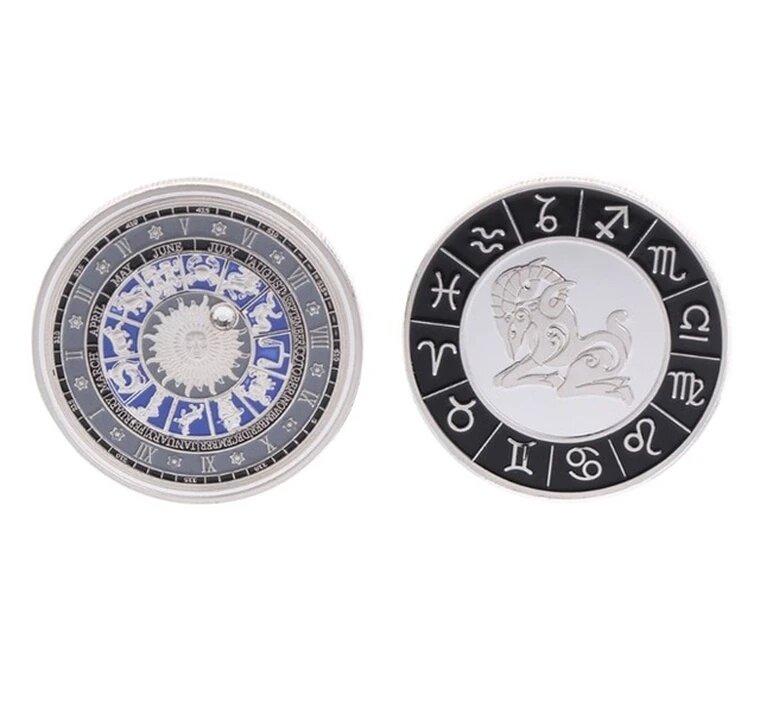Монета знак зодиака Овен, серебро proof в капсуле сувенирная копия монеты, нумизматика, деньги для коллекции