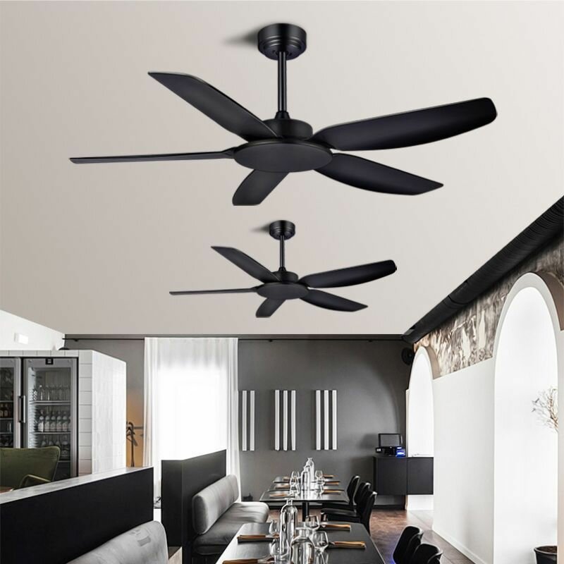 Вентилятор потолочный, осевой, 6 скоростей, металлический, черный