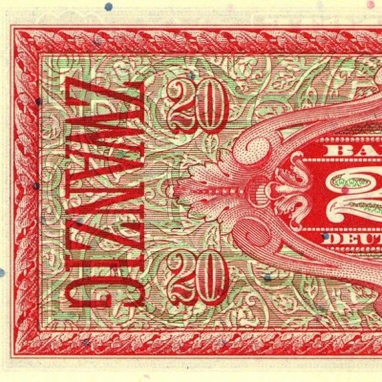 20 марок 1948 ФРГ 1 серия, сувенирная копия, банкноты и купюры редкие коллекционные