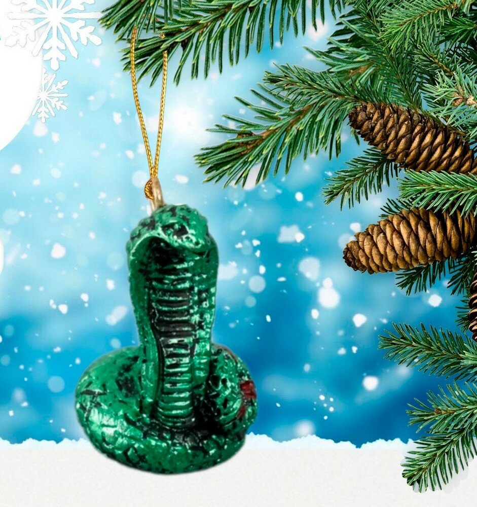 Сувенир полистоун подвеска "Кобра" микс 2х2х4 см