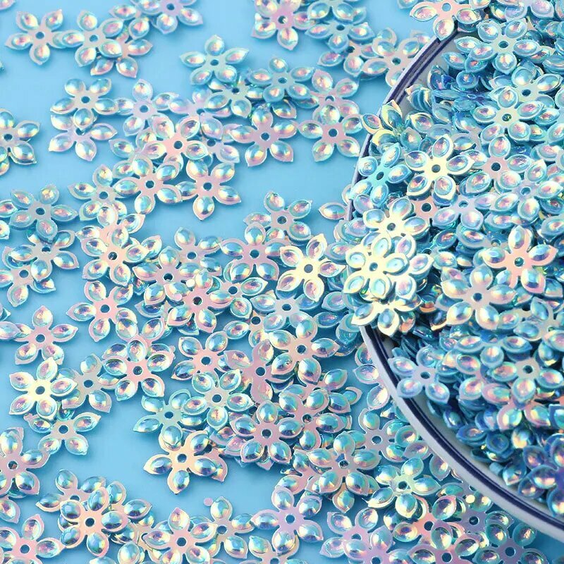ПВХ пайетки цветы 9 мм 10г/20г 9mm 10g, JG light blue