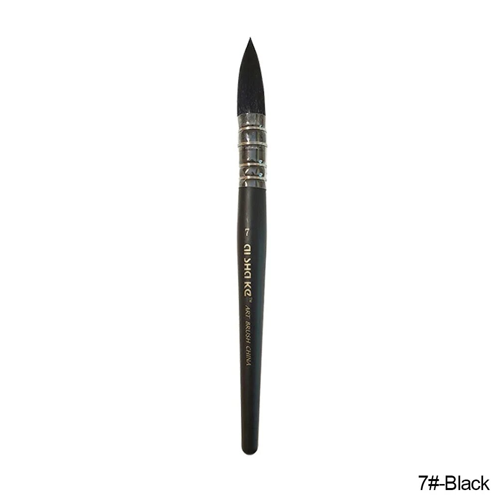 Профессиональная деревянная кисть для акварели Черный, Black 07