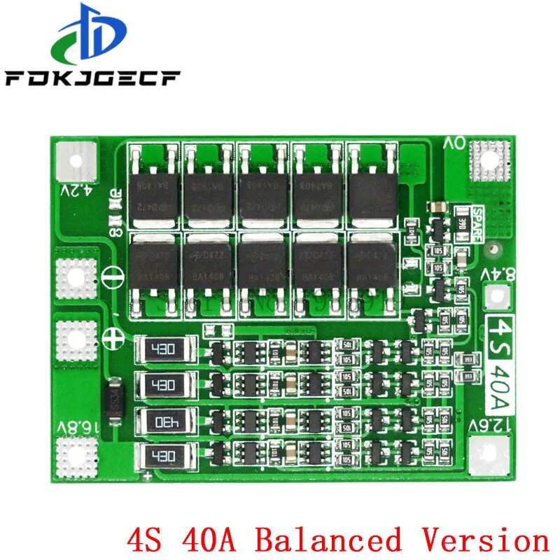 BMS плата 4S 40A с балансировкой FDKJGECF