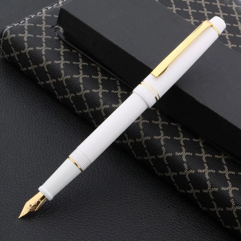 Золотая иридиевая перьевая ручка белый