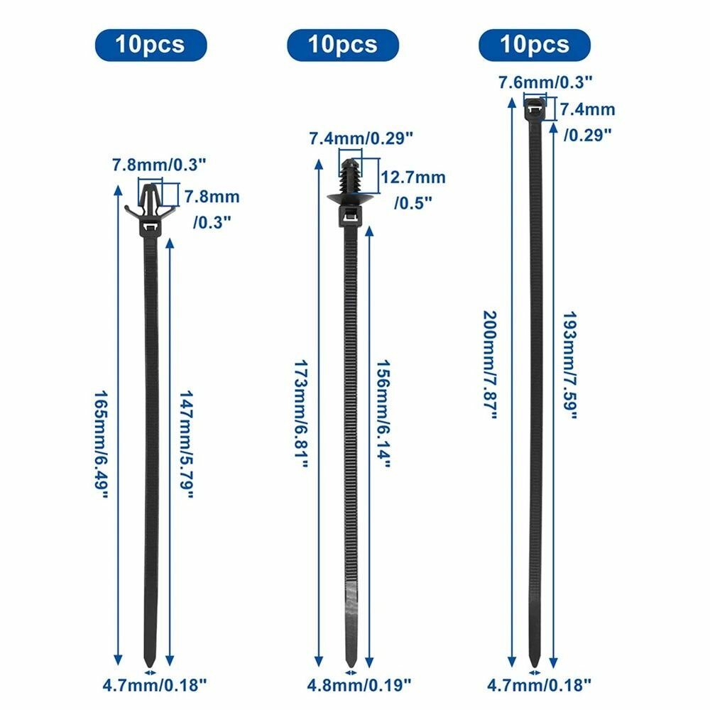 45 шт. хомутов для кабельных стяжек, фиксирующих зажимов, крепежных элементов для автомобилей, хомутов для проводов, зажимов для шлангов, комплекта стяжек