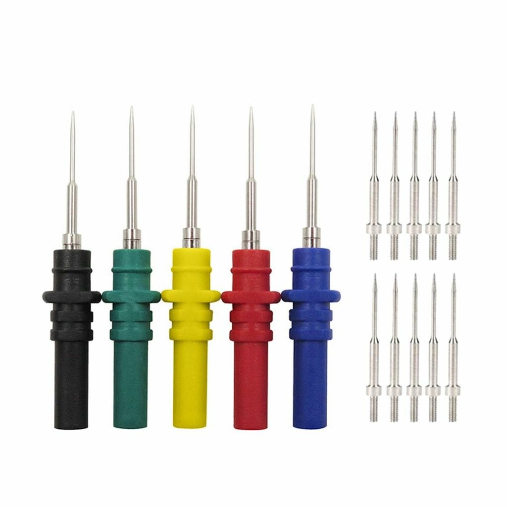 (1 комплект) Щуп мультиметра - пять щупов + 10 сменных стальных игл (отверстие 4 мм)