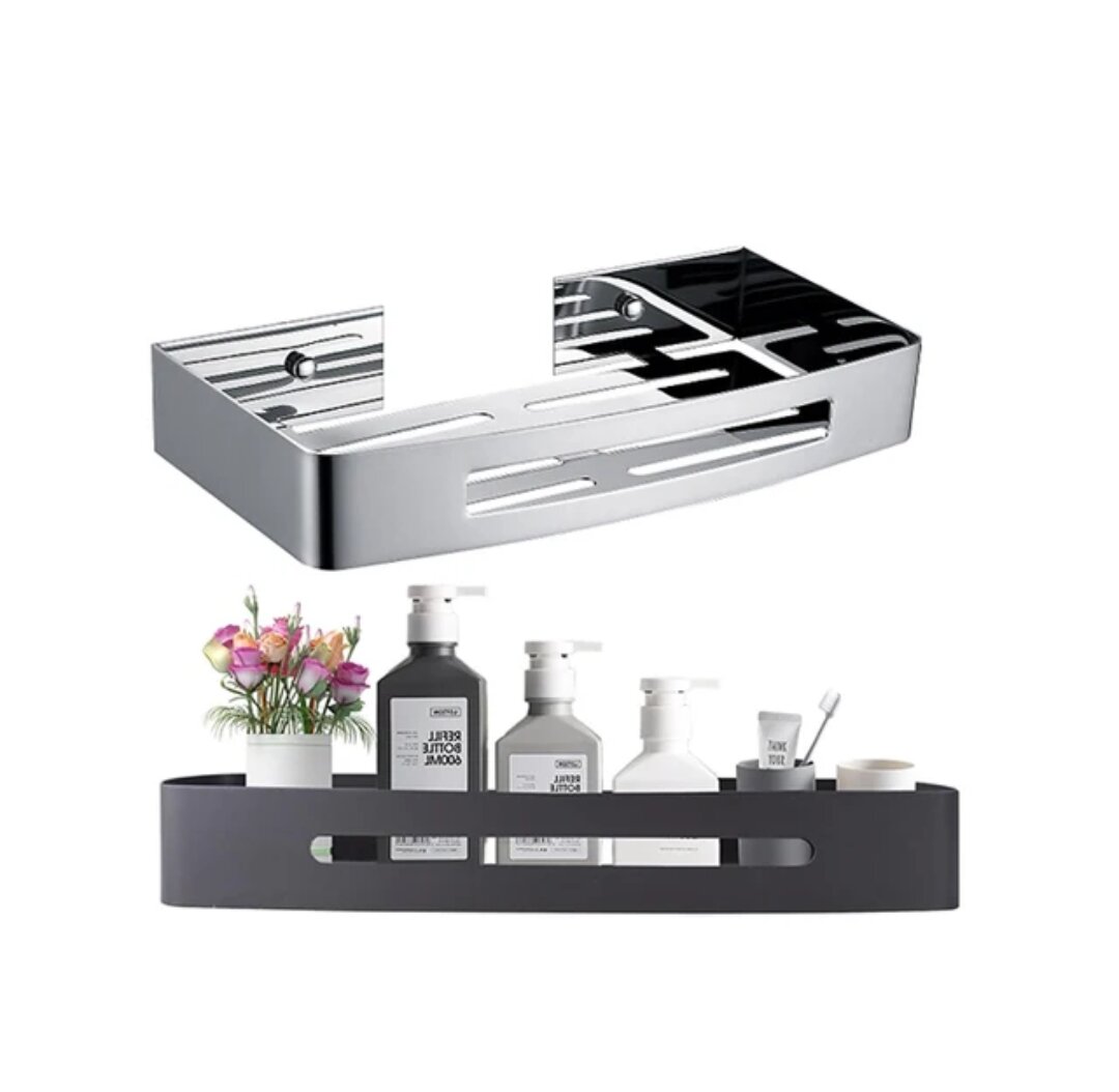 Полка настенная IKEA, черная, крепление на клей и дюбели, и самоклеющиеся крючки, цвет черный