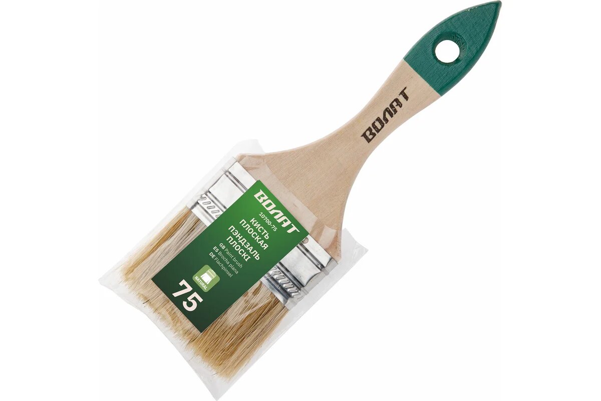 Кисть волат плоская 75 мм 10700-75 для краски стен и шпаклевки внутренних и наружных работ