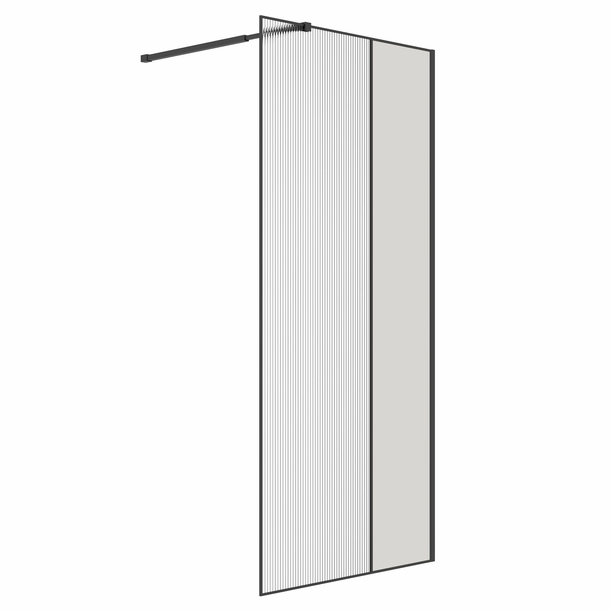 Душевая перегородка Niagara Nova NG-481-90FBLACK (90х200) черный матовый, стекло рифленое/тонированное,1 место