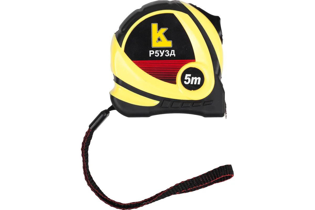 Рулетка строительная калиброн 5 м с держателем и клипсой, лента из металла жёлтого цвета, ширина 19 мм, длина 5 м, класс точности III